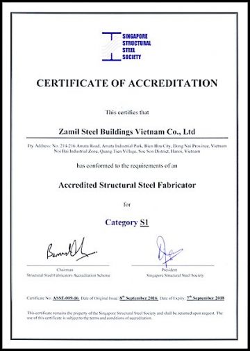 Press Releases | S1 Certificate - Zamil Steel Vietnam